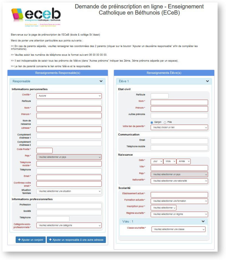 Préinscription - Saint Dominique